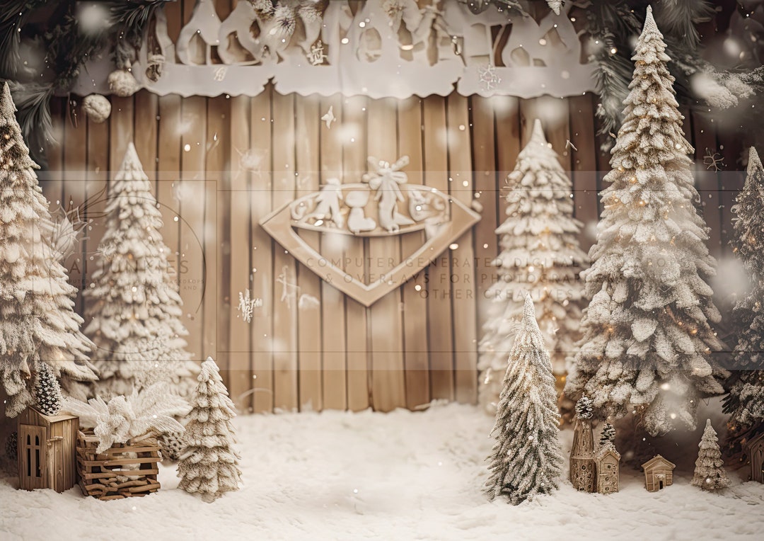 Christmas Tree Farm Digital Backdrop for Photo Manipulations, Holiday ...