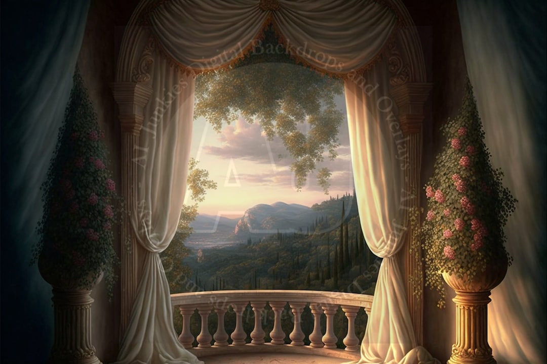 Castle Balcony Fantasy Digital Background for Composites, Fine Art ...