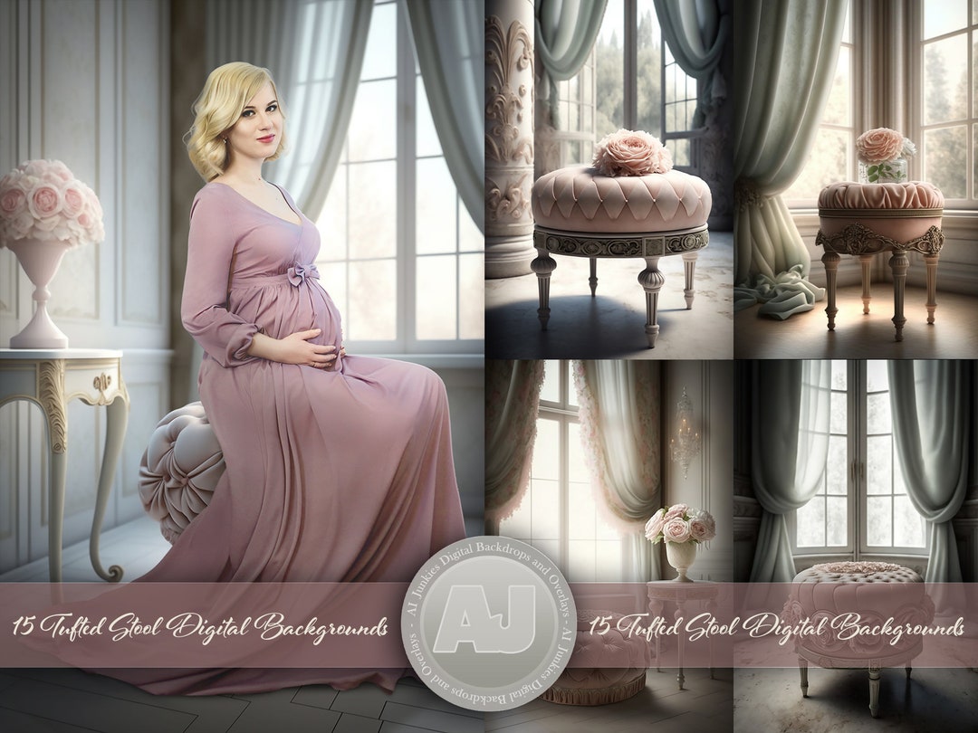 Maternity Digital Backdrop | Tufted Stool Background | 15 Fine Art ...