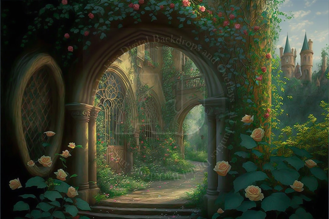 Castle Garden Fantasy Digital Background for Composites, Fine Art ...