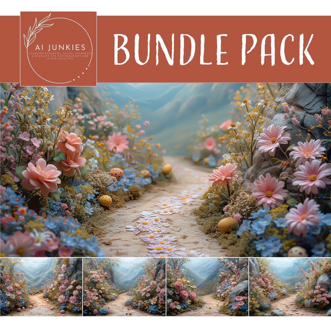 5 Pastel Easter Path Digital Photography Backdrops - Photo Props for ...