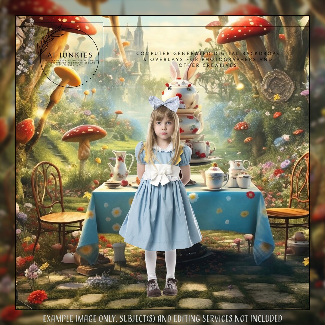 Alice Wonderland Digital Backdrop / Whacky Tea Party Background / Photo ...