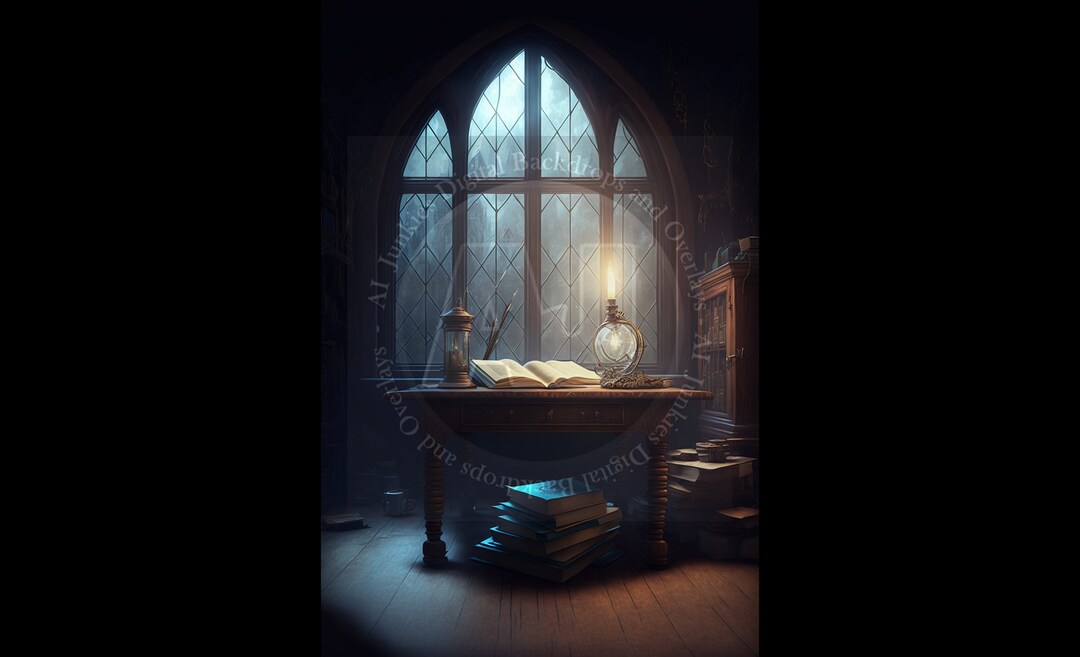 Wizards Desk Fantasy Digital Background, Magic School Digital Backdrop ...