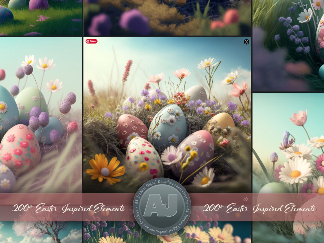 200+ Easter Inspired Elements | Easter Backdrop | Digital Background ...