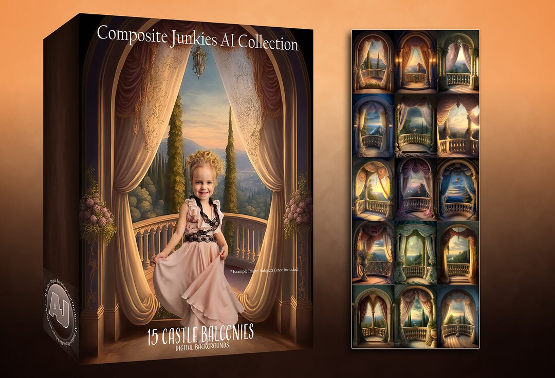 BUNDLE PACK - 15 Castle Balcony Digital Backgrounds, Digital Backdrops ...