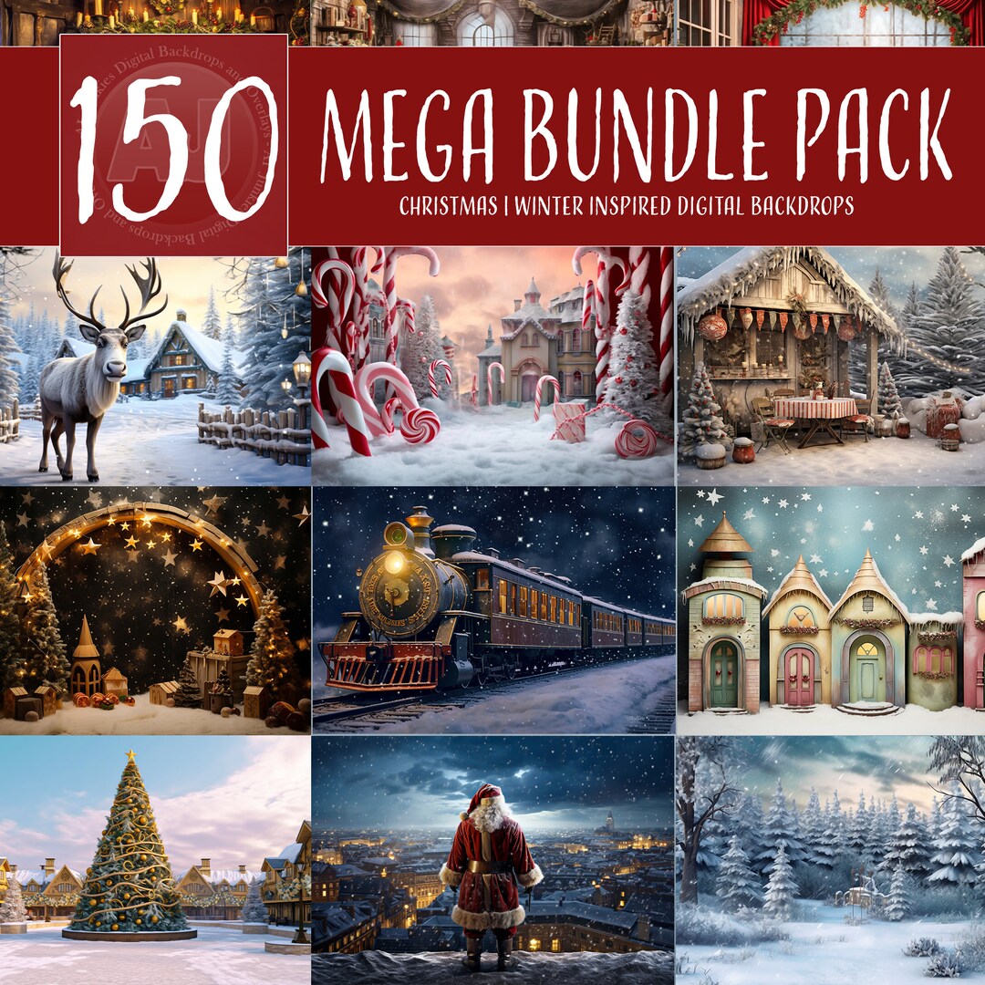 Christmas Mega Bundle Pack, Over 150 Christmas Winter Themed Digital ...