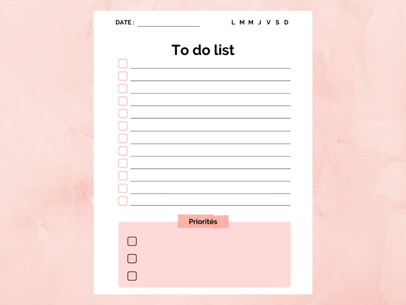 To Do List, Note, Printable, US Letter, Agenda Page, Priority, Daily ...