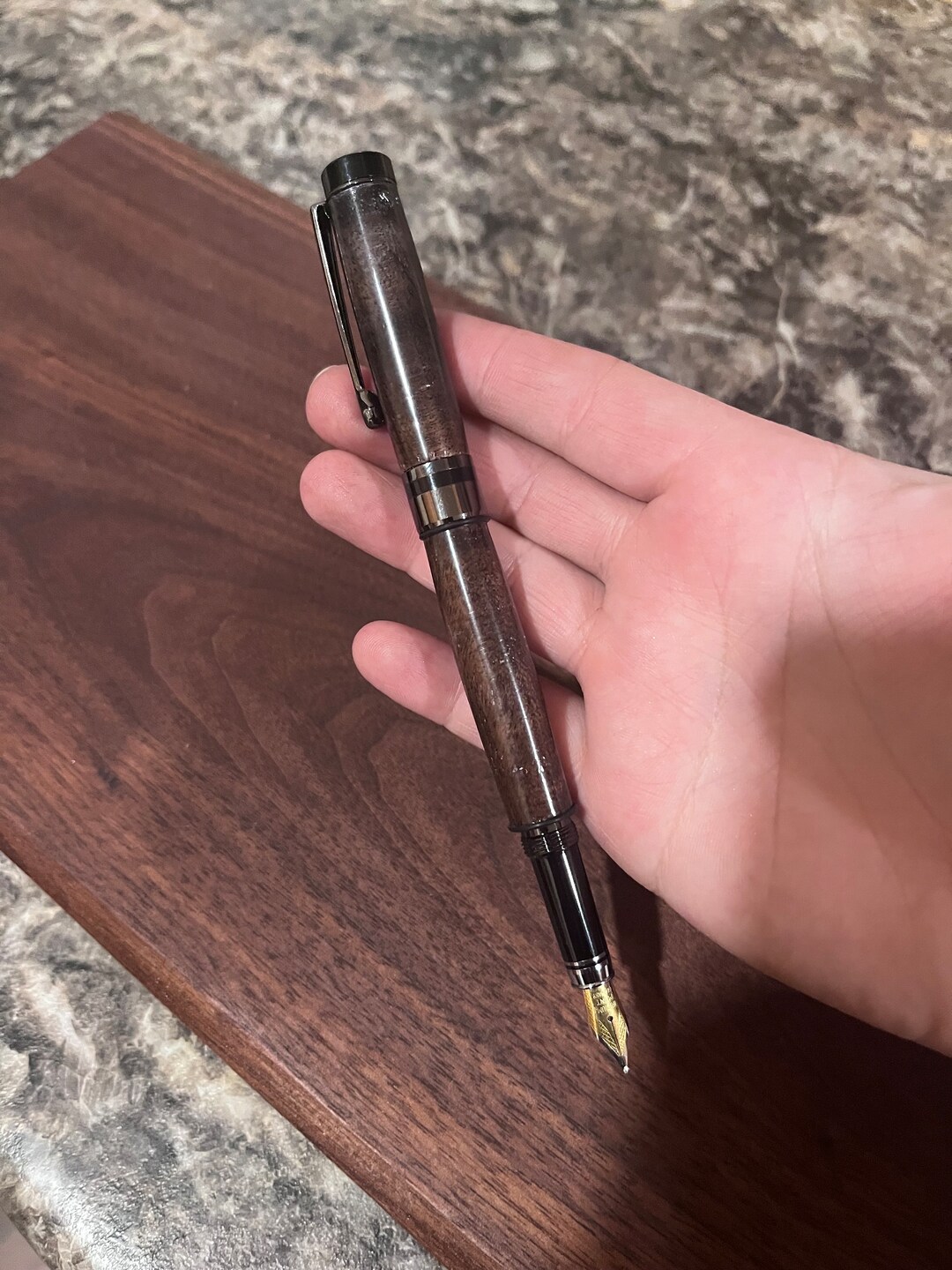 Classic Fountain Walnut Turned Pen Gun Metal Pen Unique Pen Natural Pen ...