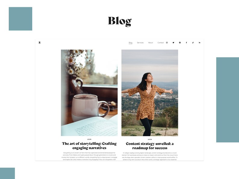 Squarespace Template Content Creator, Social Media Manager Minimalistic ...