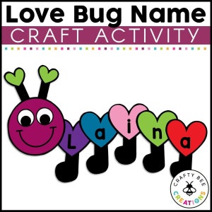 Love Bug Craft Patterns | Name Craft | Valentines Day Craft Activity ...