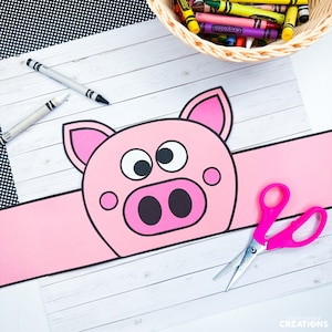 Pig Hat Craft | Farm Animal Activities | Crown | Headband | Template ...