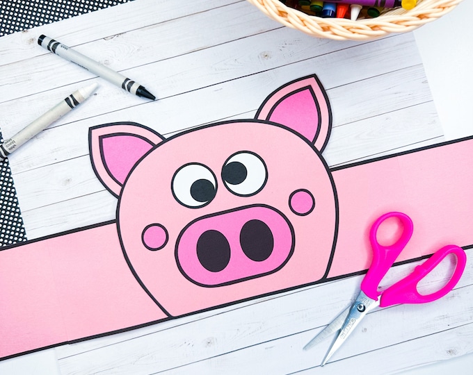Pig Paper Crown COLOR YOUR OWN - Printable - Etsy