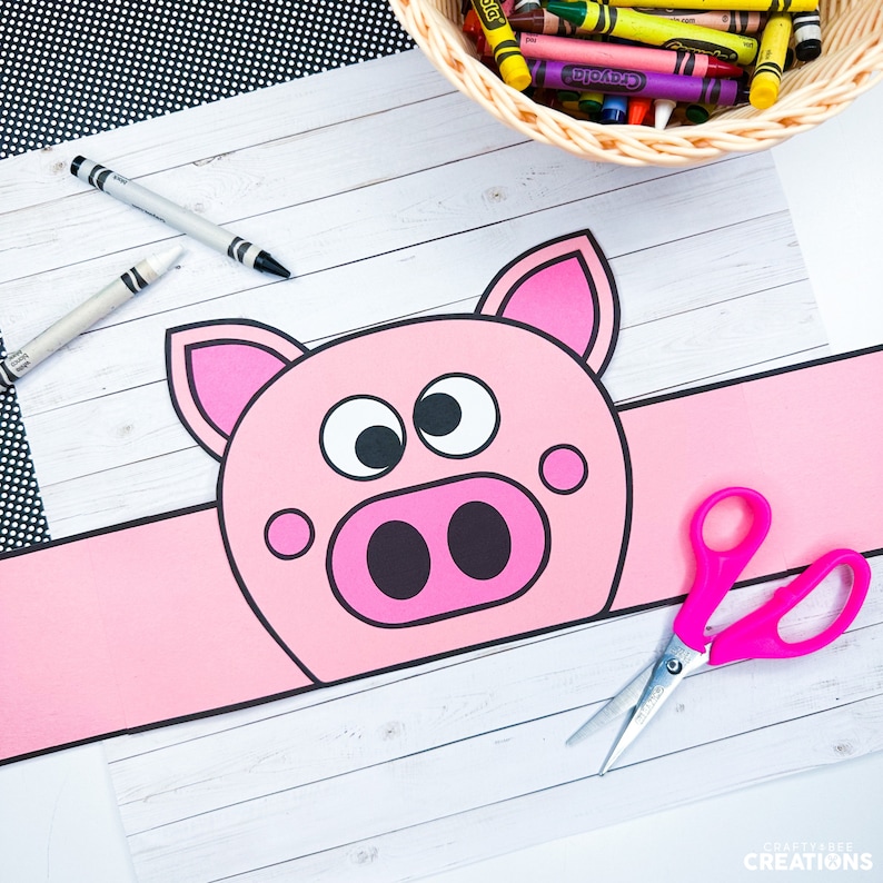 Pig Hat Craft | Farm Animal Activities | Crown | Headband | Template ...