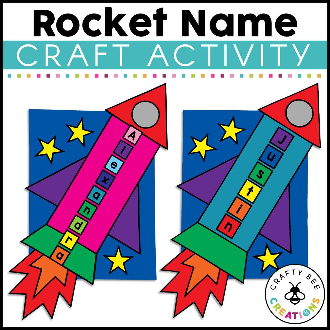Rocket Name Craft | Back to School Activities | Bulletin Board | Space ...