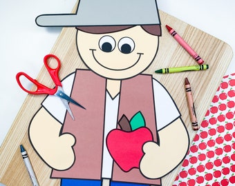 Johnny Appleseed Craft | Apple Activities | Fall Bulletin Board - Etsy