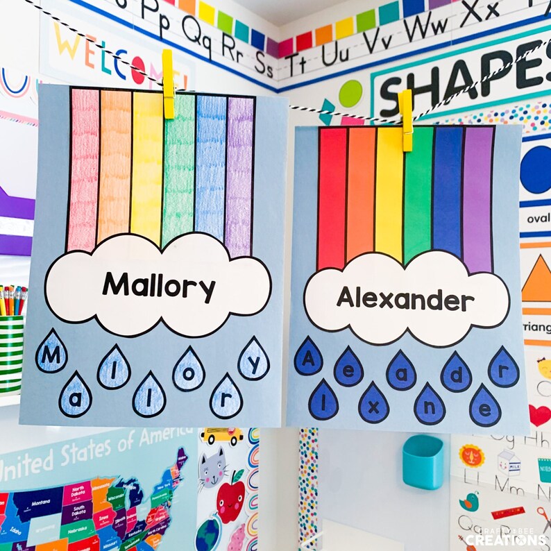 Rainbow Name Craft for Kids Spring Activities St. - Etsy