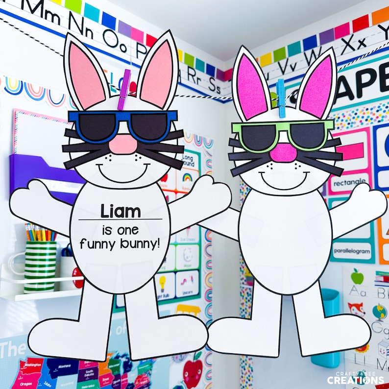 Easter Bunny Name Craft Template | Spring March Bulletin Board Ideas ...