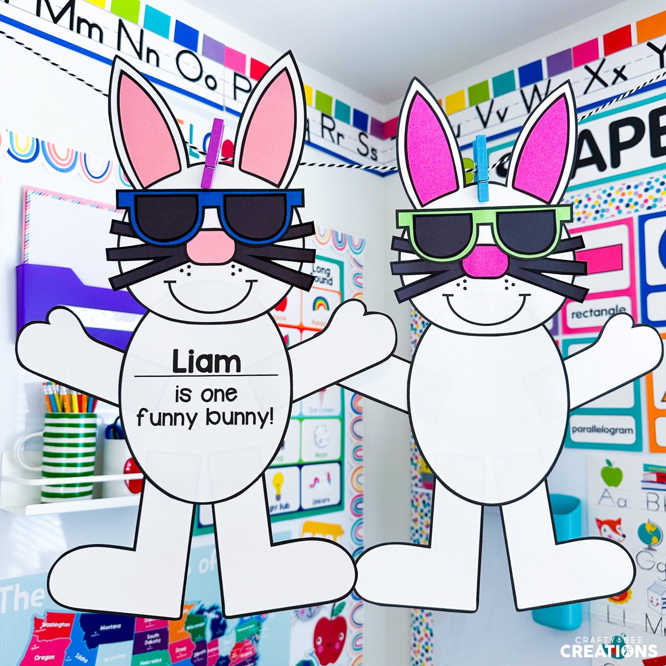 Easter Bunny Name Craft Template | Spring March Bulletin Board Ideas ...