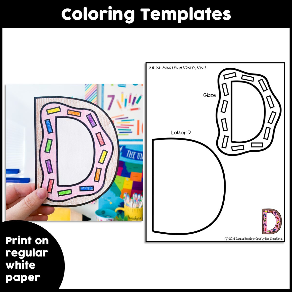 Letter D Craft Patterns | Donut Craft | Alphabet Crafts | Uppercase ...