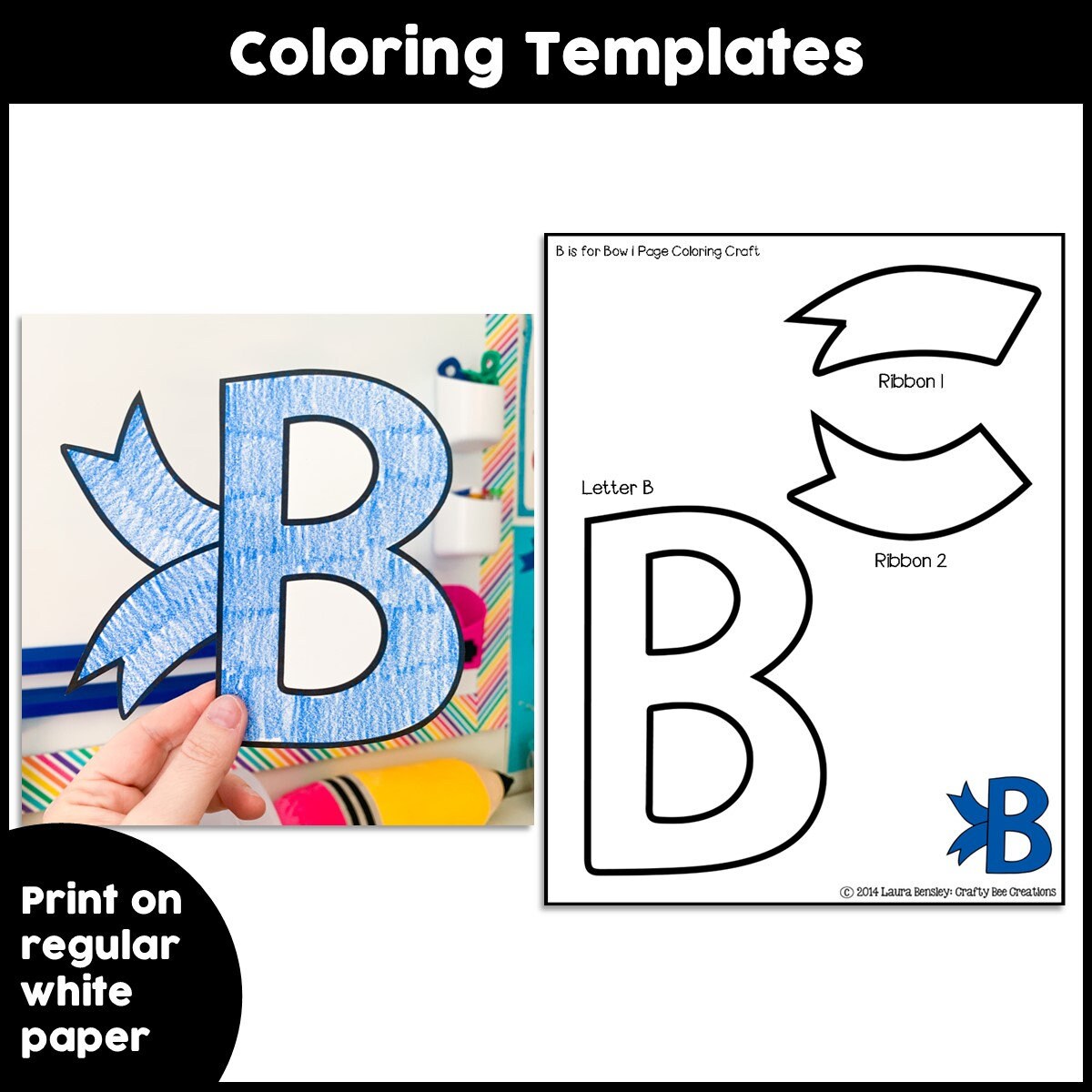 Letter B Craft Patterns | Bow Craft | Alphabet Crafts | Uppercase ...