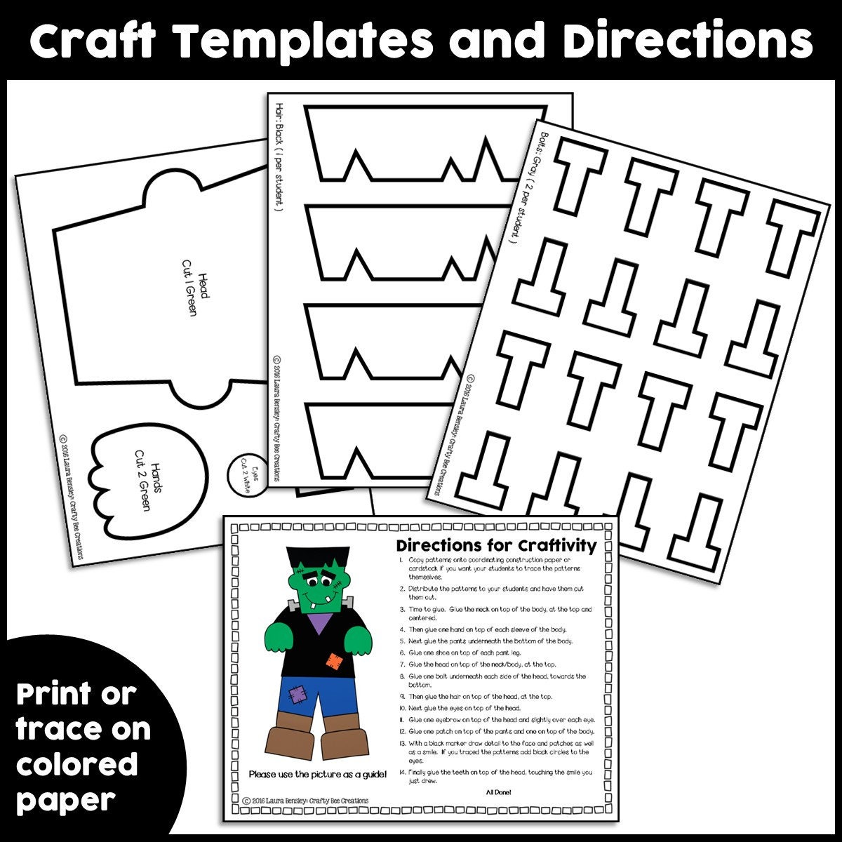 Frankenstein Craft | Halloween Craft Activities | Halloween Bulletin ...