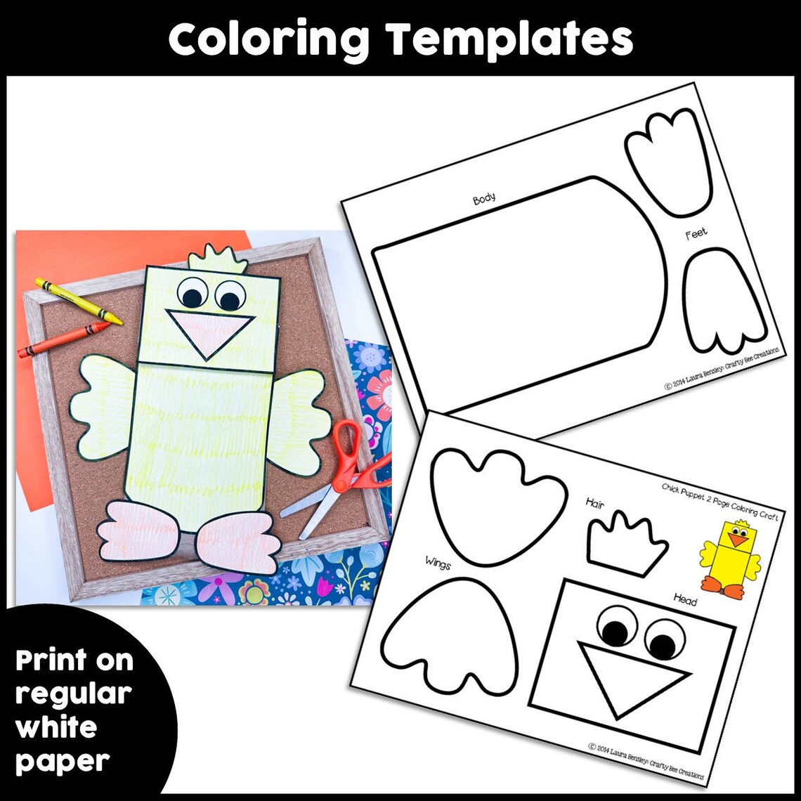 Chick Craft Template Farm Animal Activities Paper Bag Puppets Life ...