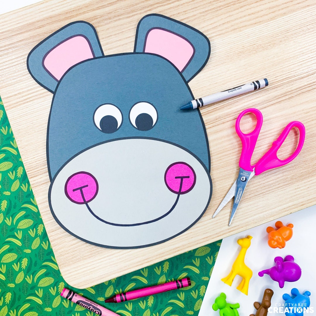 Hippo Craft Template Hippo Craft Patterns Zoo Animal Craft - Etsy