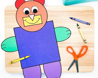 Shape Animal Craft Patterns Cat Craft Shape Activities 2D Shapes - Etsy