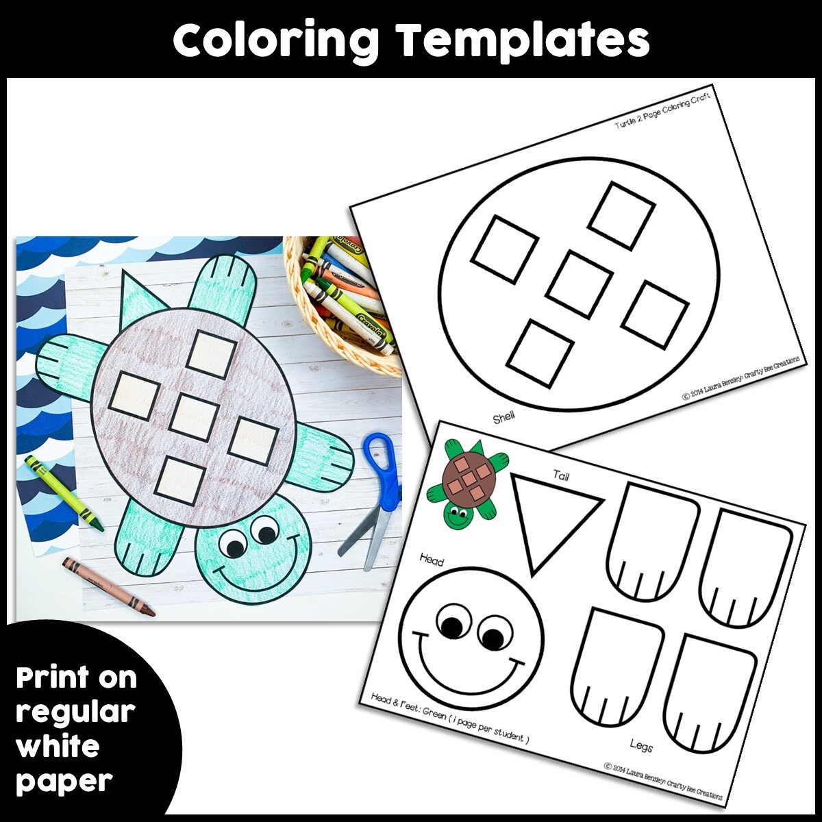 Sea Turtle Craft Patterns | Ocean Animals Activity | Sea Life | Ocean ...