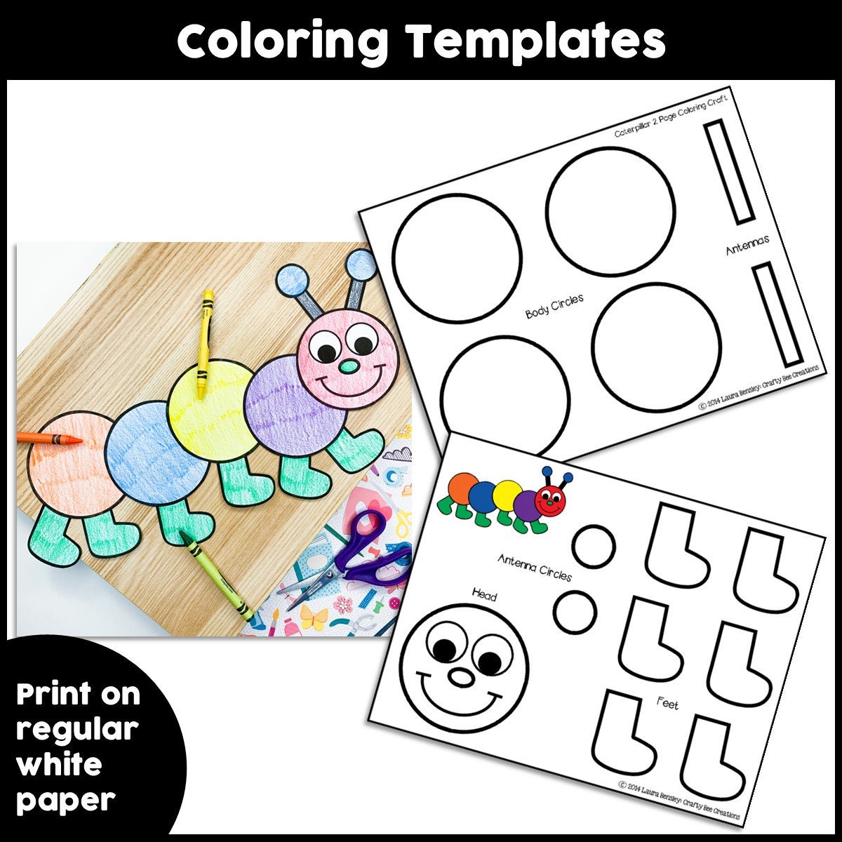 Caterpillar Craft Patterns | Spring Bulletin Board | Spring Activities ...
