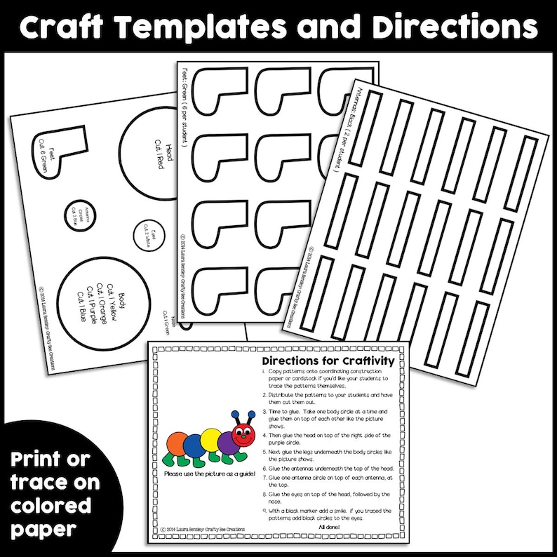 Caterpillar Craft Patterns | Spring Bulletin Board | Spring Activities ...