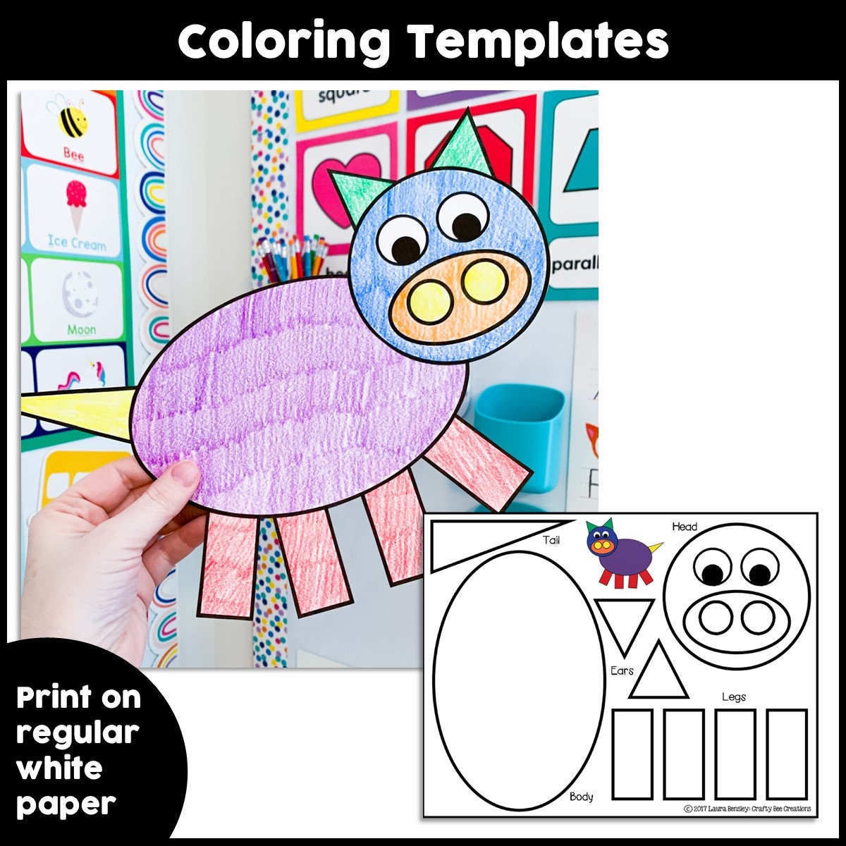 Shape Animal Craft Patterns | Pig Craft | Shape Activities | 2D Shapes ...