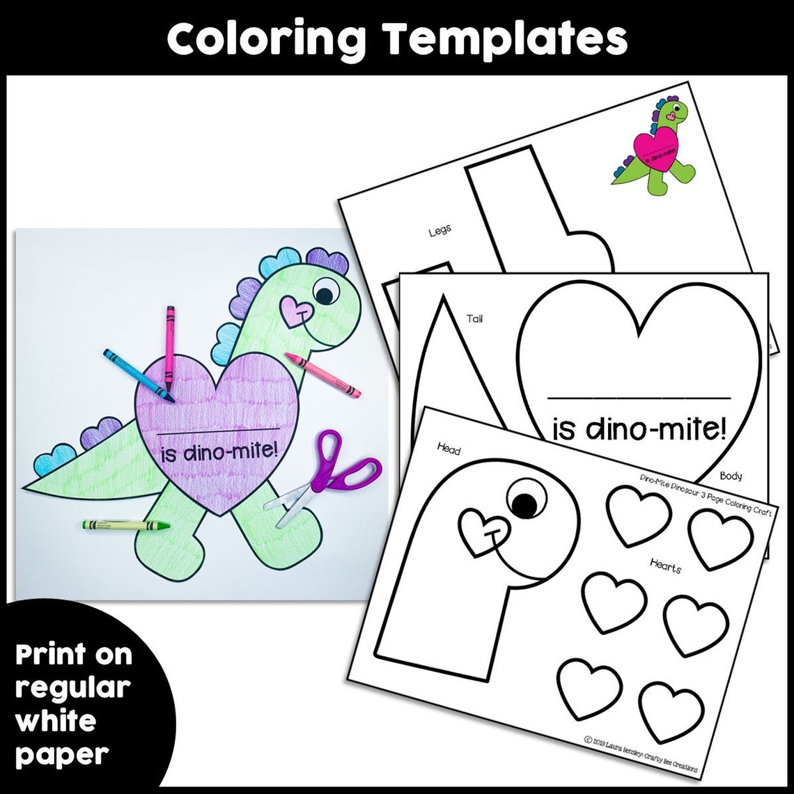 Valentines Day Craft Patterns Dino-mite Dinosaur Craft Name Craft ...
