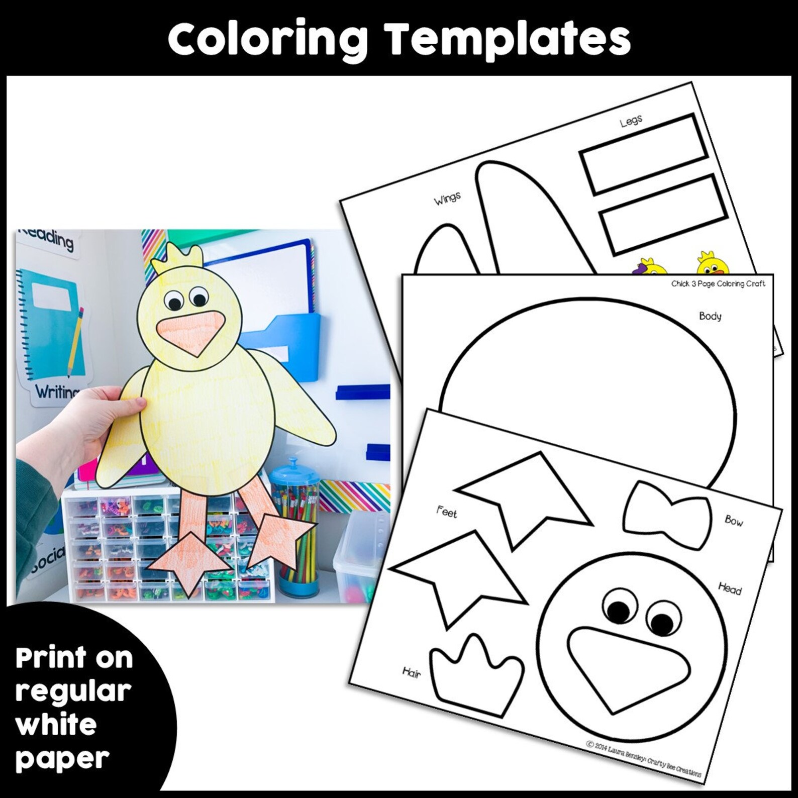 Easter Craft for Kids Chick Craft Patterns Life Cycle of a Chicken Farm ...