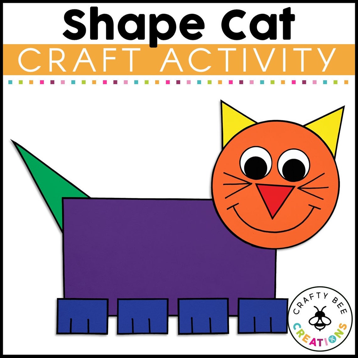 Shape Animal Craft Patterns | Cat Craft | Shape Activities | 2D Shapes ...