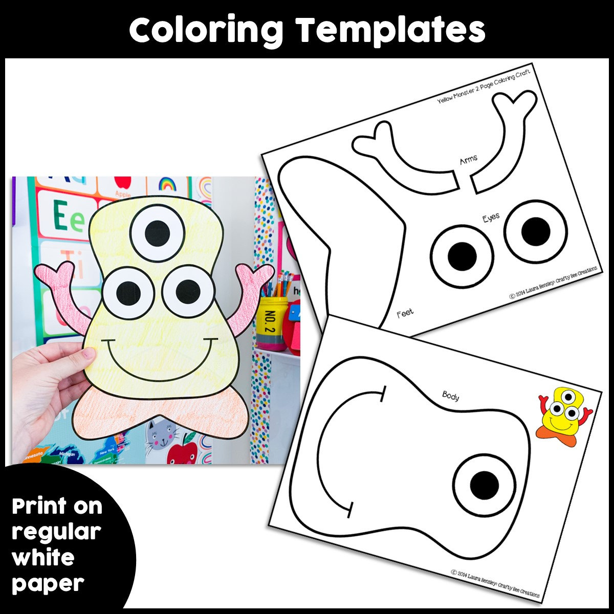 Monster Craft for Kids | Halloween Craft for Kids | Monster Template ...