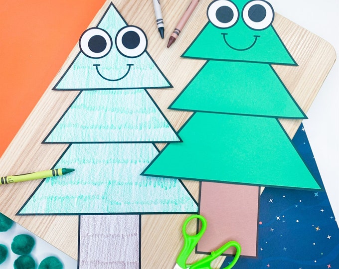 Pine Tree Craft Template: Kids' Cut & Glue Activity (PDF) - Etsy Canada