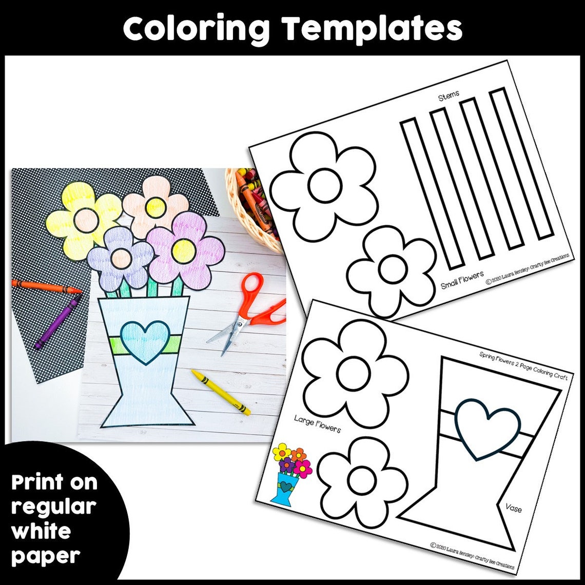 Spring Flowers Craft Template | Mothers Day Flower Bouquet | Spring ...