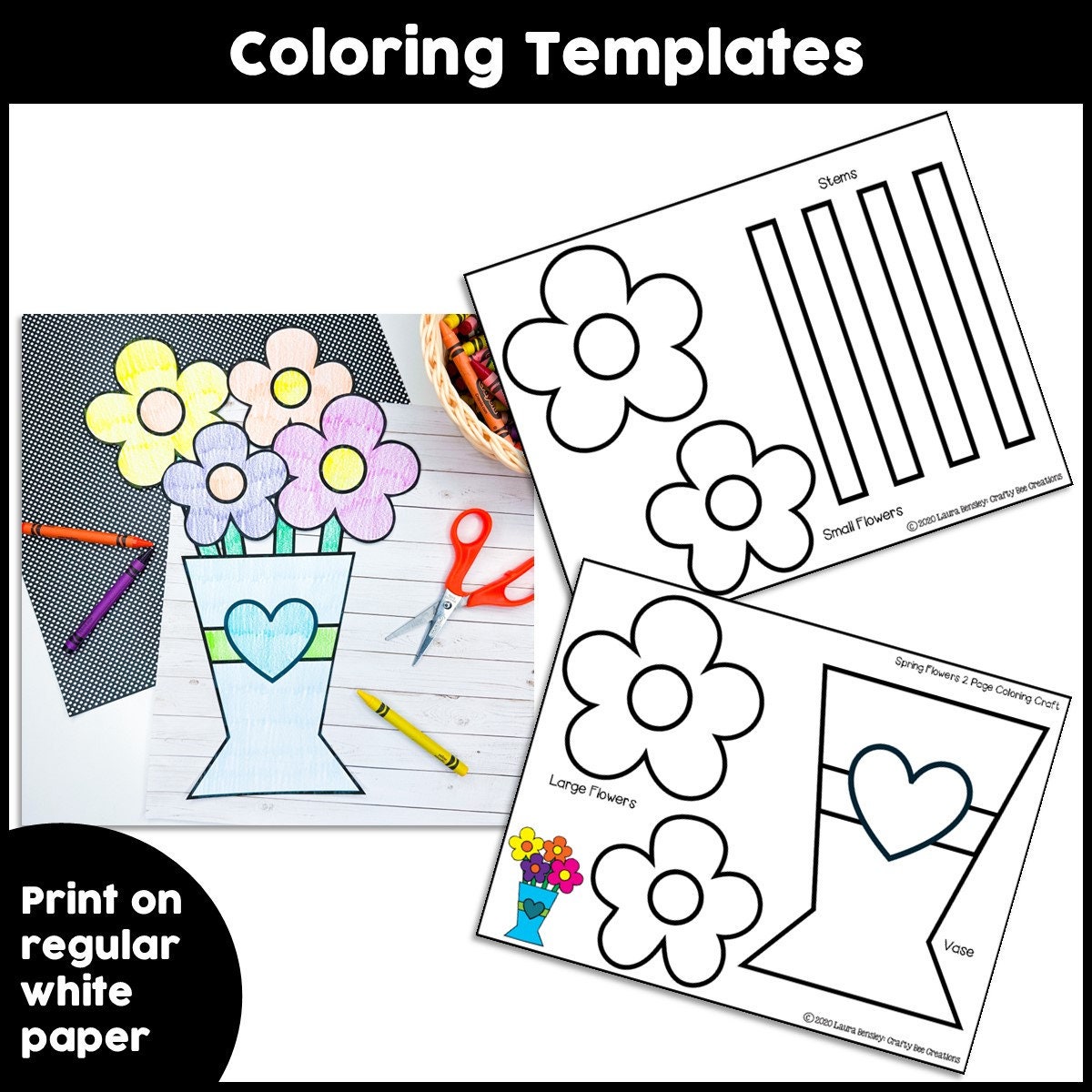 Spring Flowers Craft Template | Mothers Day Flower Bouquet | Spring ...