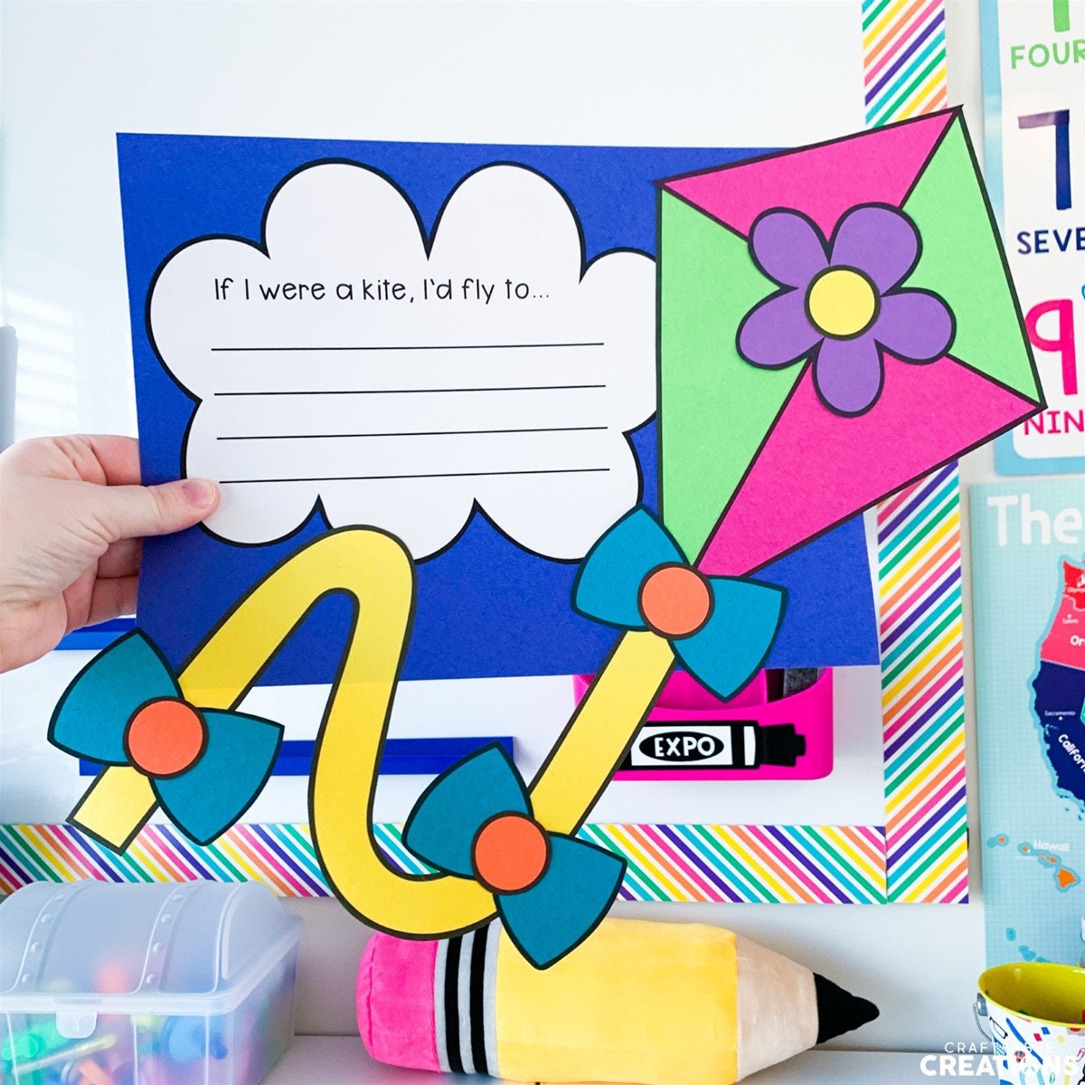 Kite Craft | Spring Craft | Spring Writing Activity | Flying Kite ...