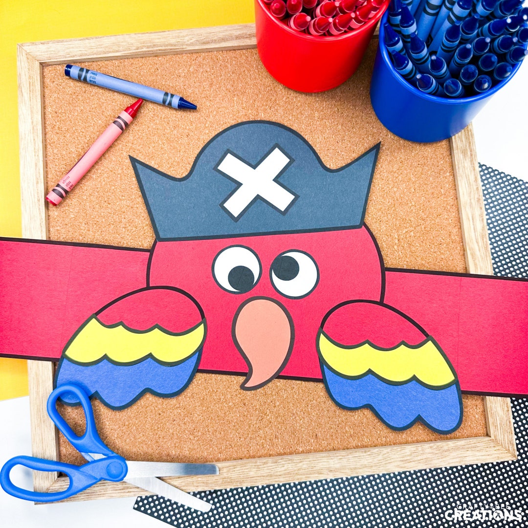 Pirate Parrot Hat Craft Template | Crown | Headband | Kindergarten ...