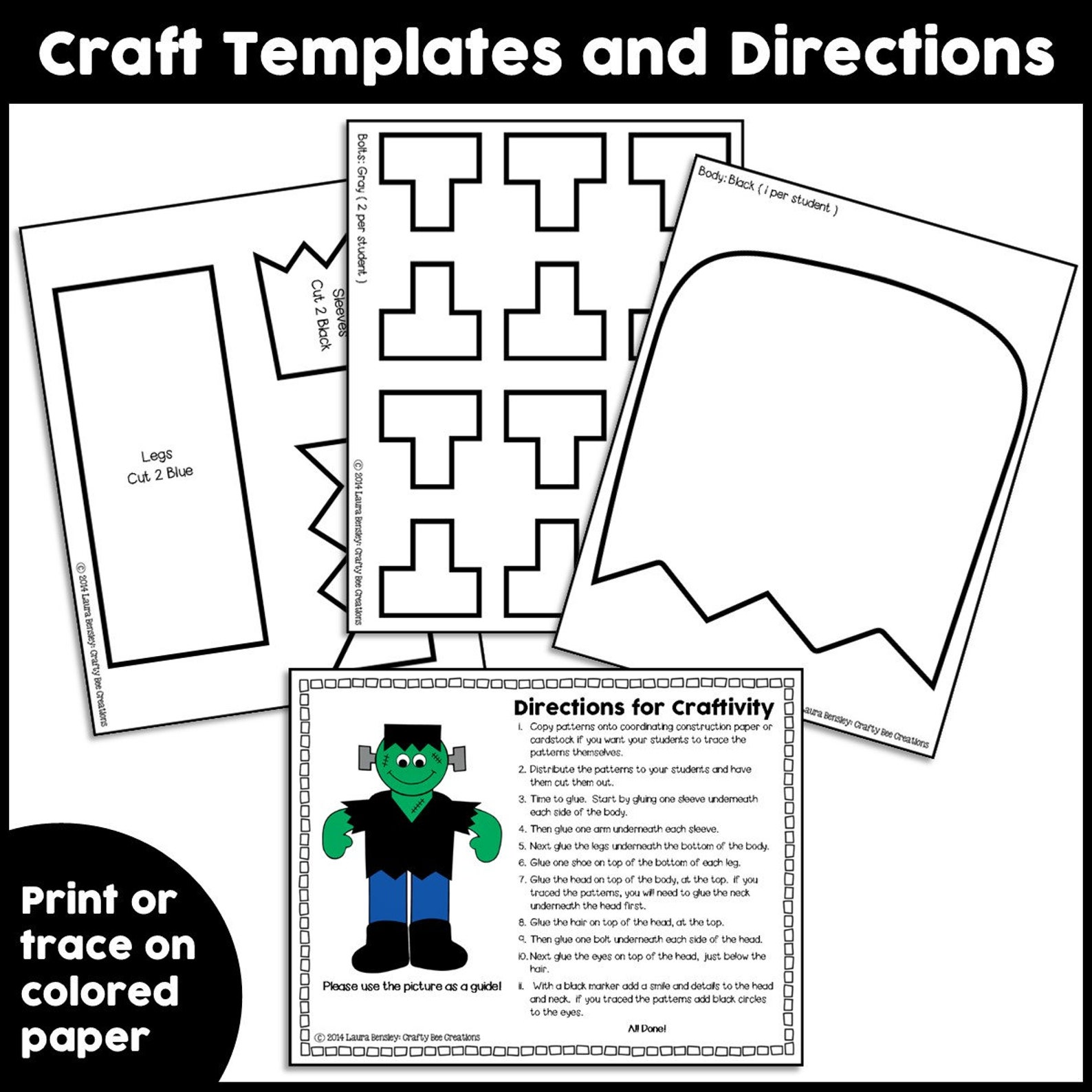 Frankenstein Craft | Halloween Bulletin Board Idea | October Activities ...