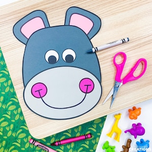 Hippo Craft Template | Hippo Craft Patterns | Zoo Animal Craft Patterns ...