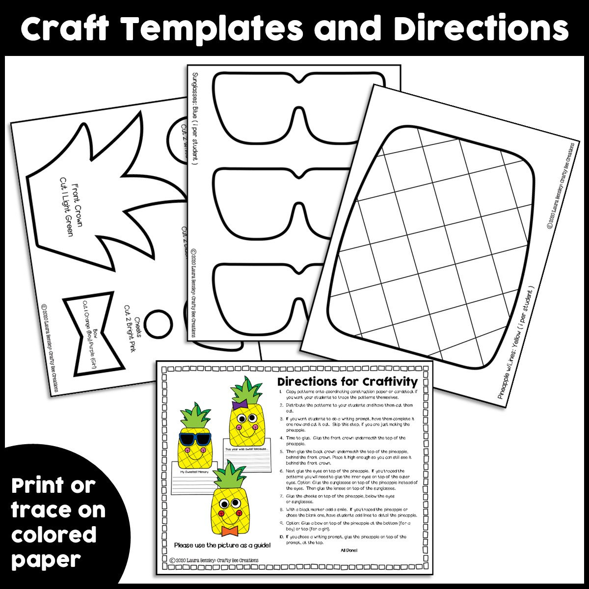 End of the Year Pineapple Craft Bulletin Board Craftivity Writing ...