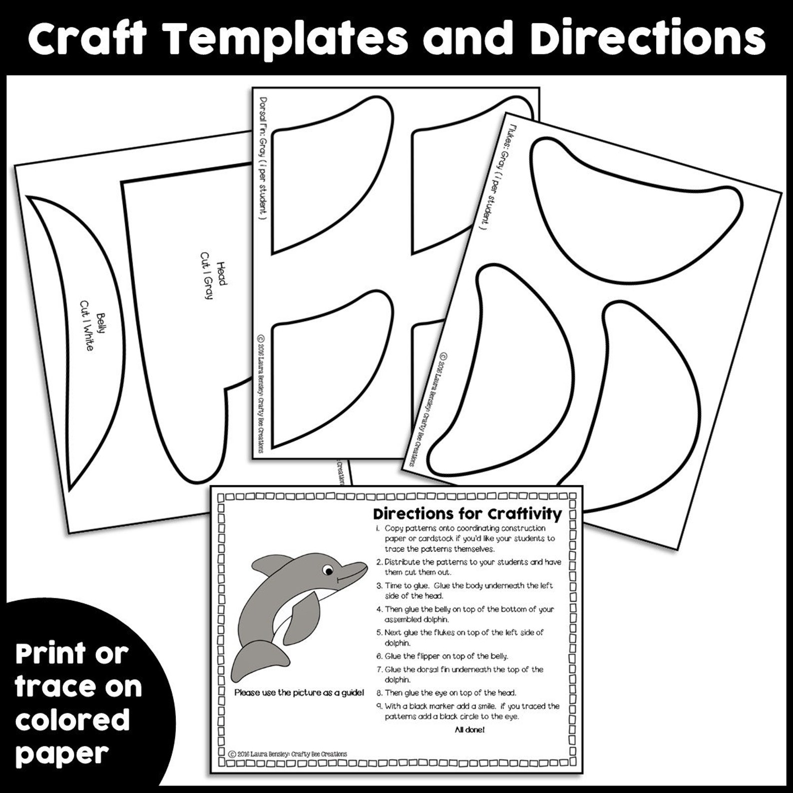 Dolphin Craft Patterns | Ocean Animals Activity | Sea Life | Ocean ...