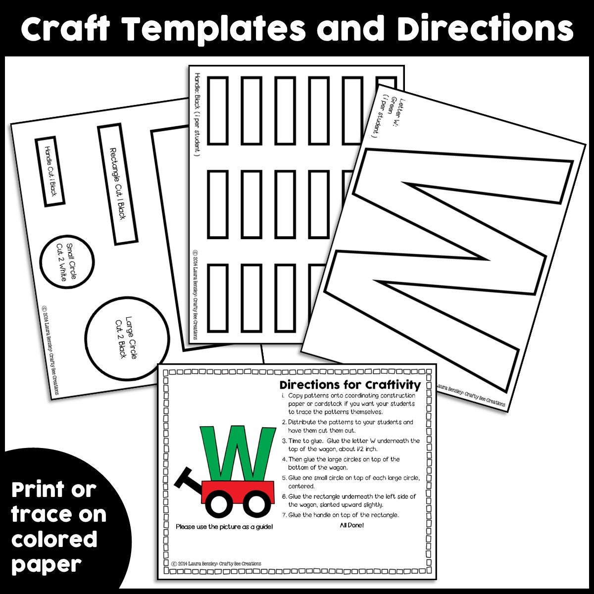 Letter W Craft Patterns | Wagon Craft | Alphabet Crafts | Uppercase ...