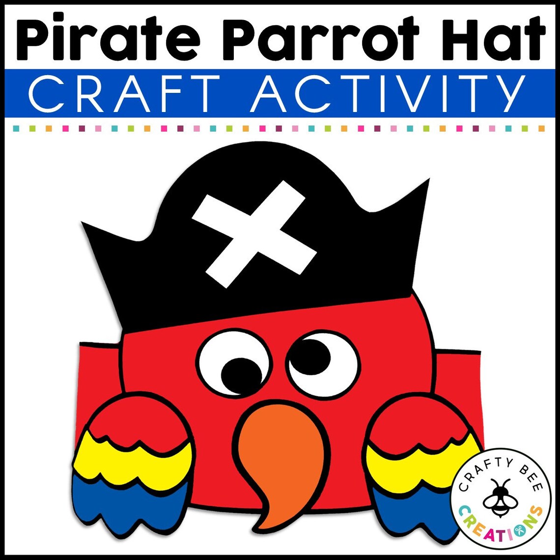 Pirate Parrot Hat Craft Template Crown Headband Kindergarten Activities ...