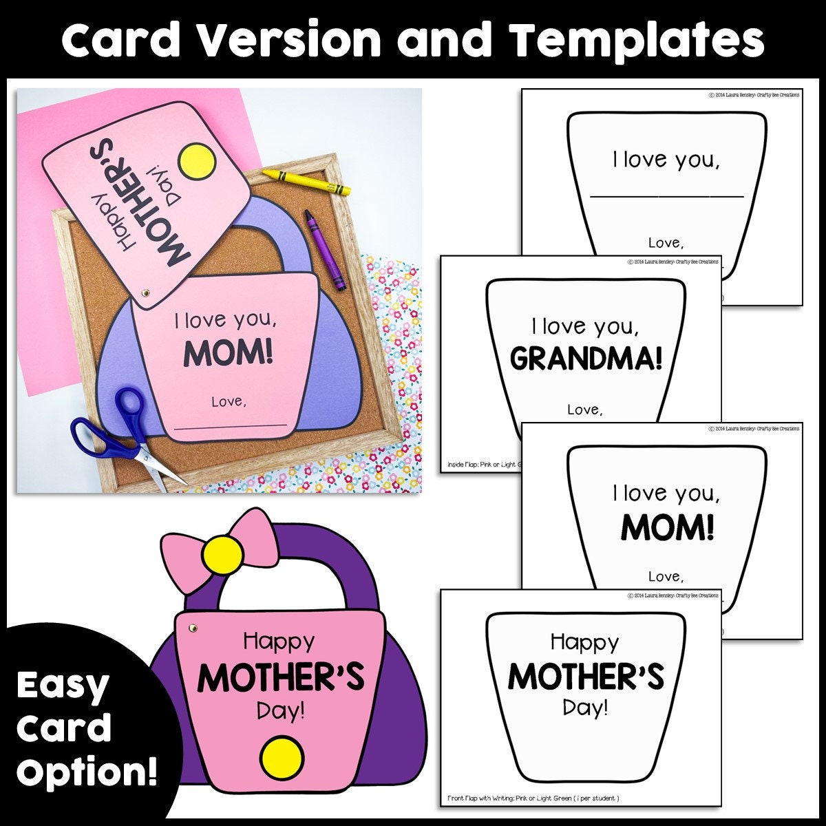Mothers Day Purse Card Craft Template Writing Activities Kindergarten ...