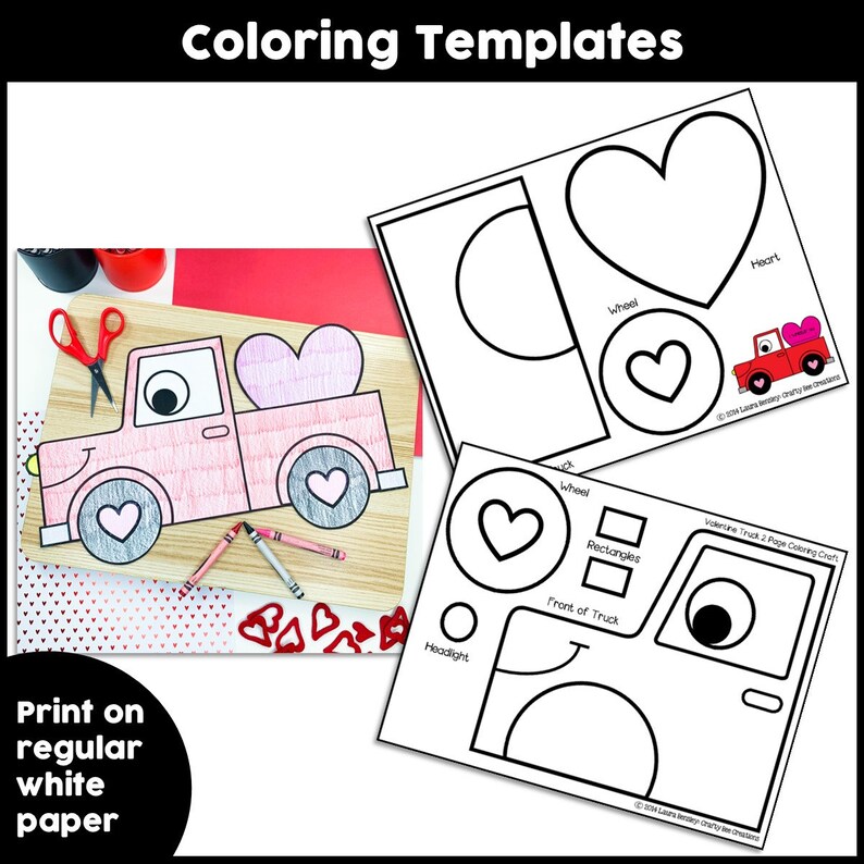 Valentines Day Truck Craft Patterns | Valentines Day Activities ...