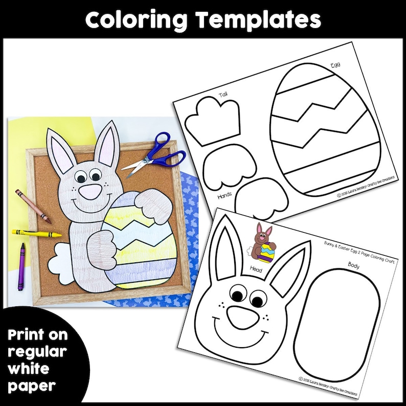 Easter Bunny Egg Craft Template | Printable Spring Bulletin Board Ideas ...